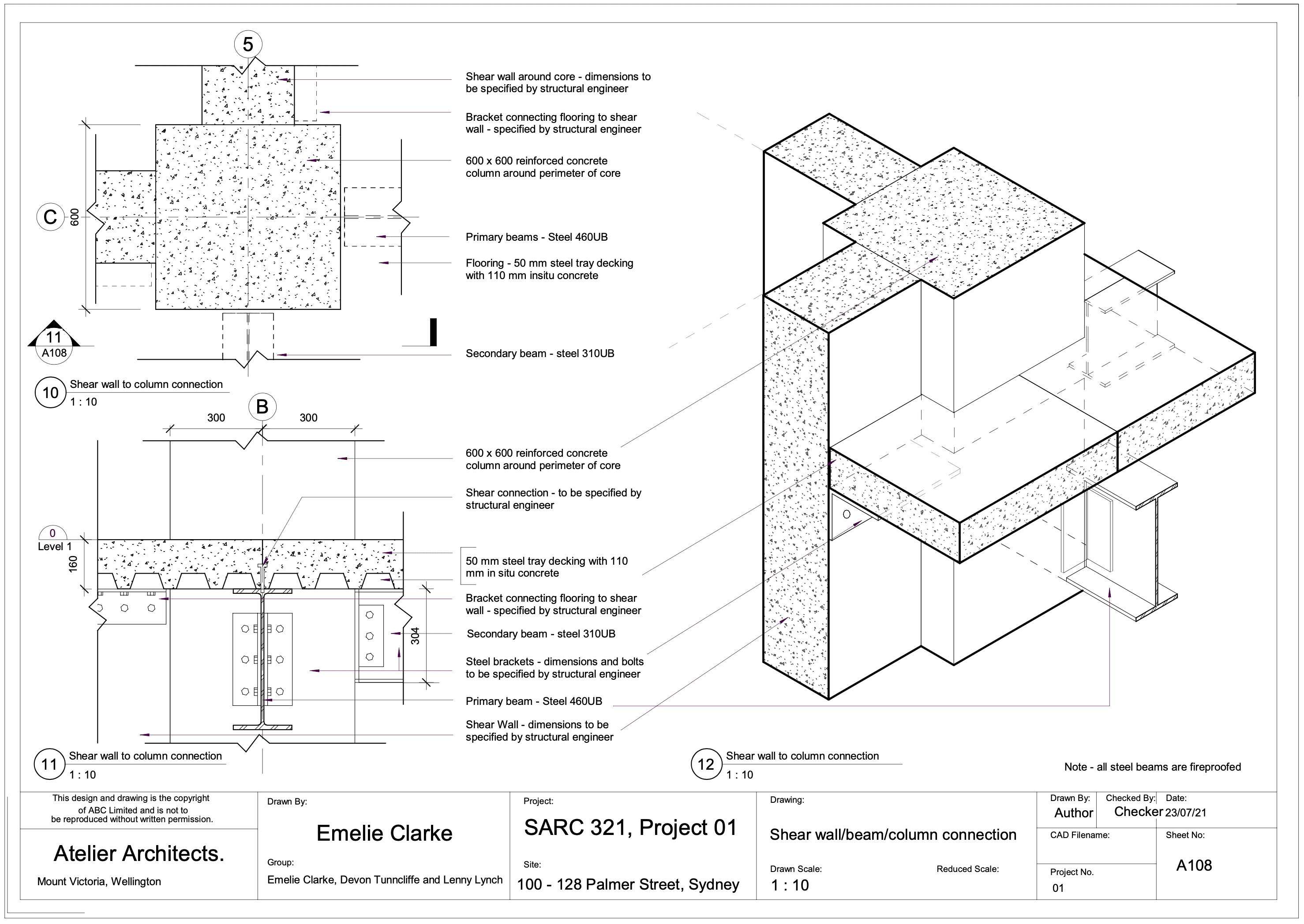Steel construction system for a medium density building